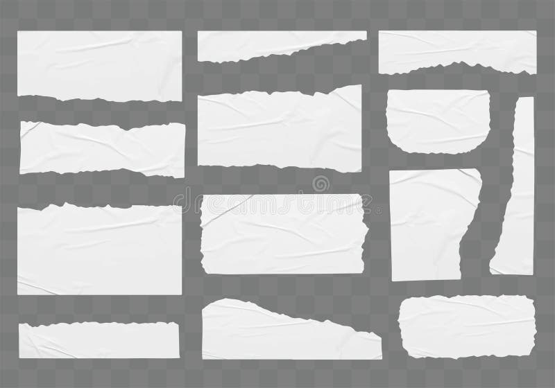 Vector Ripped White Stickers Paper Mock Up Blank Banners Tags Labels ...