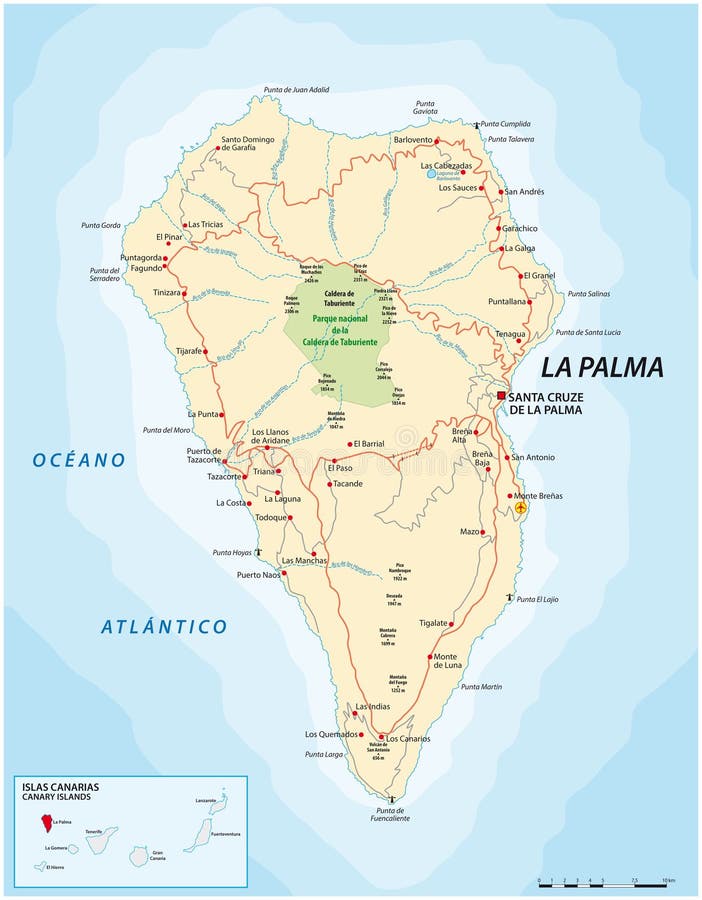 Vector Road Map of Canary Island La Palma Stock Vector - Illustration ...