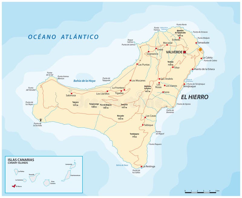 Vector Road Map of Canary Islands, El Hierro Map Stock Vector ...