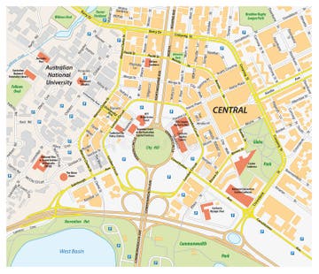 Vector Road Map of Central Canberra, Australia Stock Vector ...