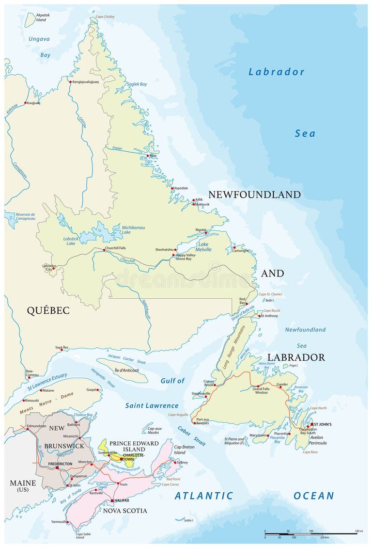 Map Atlantic Canada Provinces Stock Illustrations – 83 Map Atlantic ...