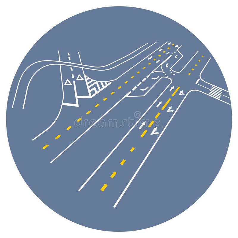 Vector Road Markings. Junction Stock Vector - Illustration of junction ...
