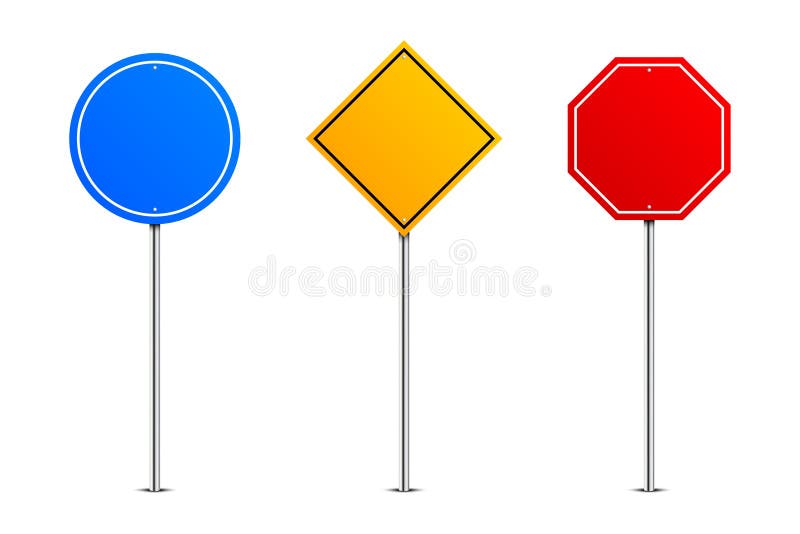 Illustration of Road Warning Sign Isolated. Realistic Blank Traffic ...