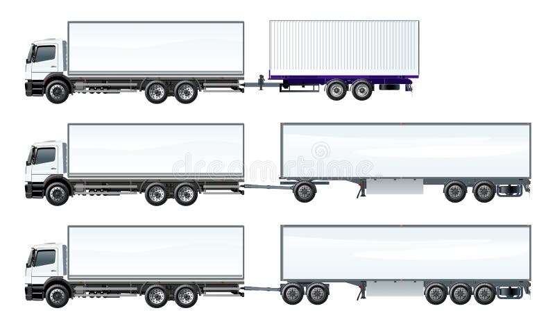 Vector Road Trains Set Template Isolated on White Stock Vector ...