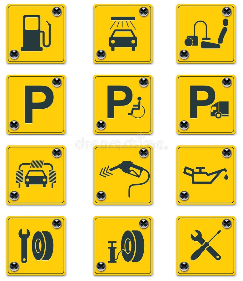 Vector Roadside Services Signs Icon Set. Part 1 Stock Vector ...