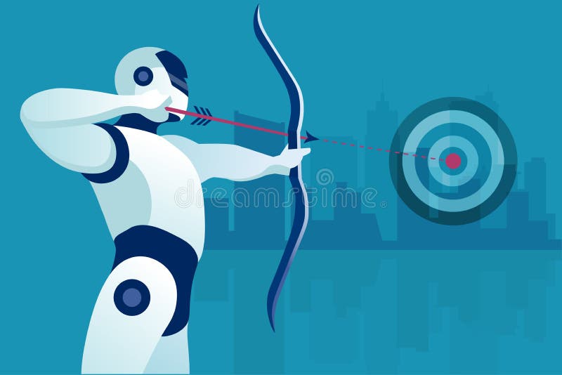 Robot Aiming Key To Success. Concept Business Vector Illustration Stock ...