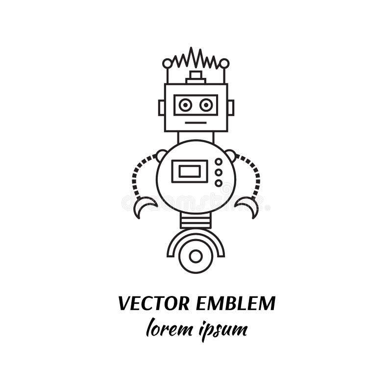 Vector Robot Logo Template Design Line Art Stock Vector - Illustration ...