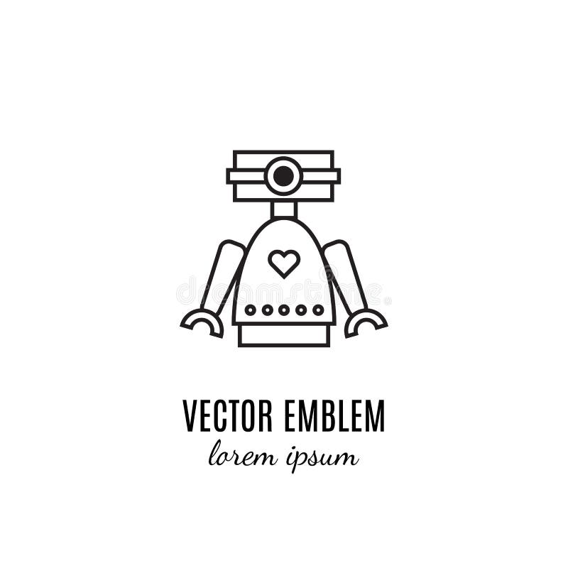 Vector Robot Logo Template Design Line Art Stock Vector - Illustration ...