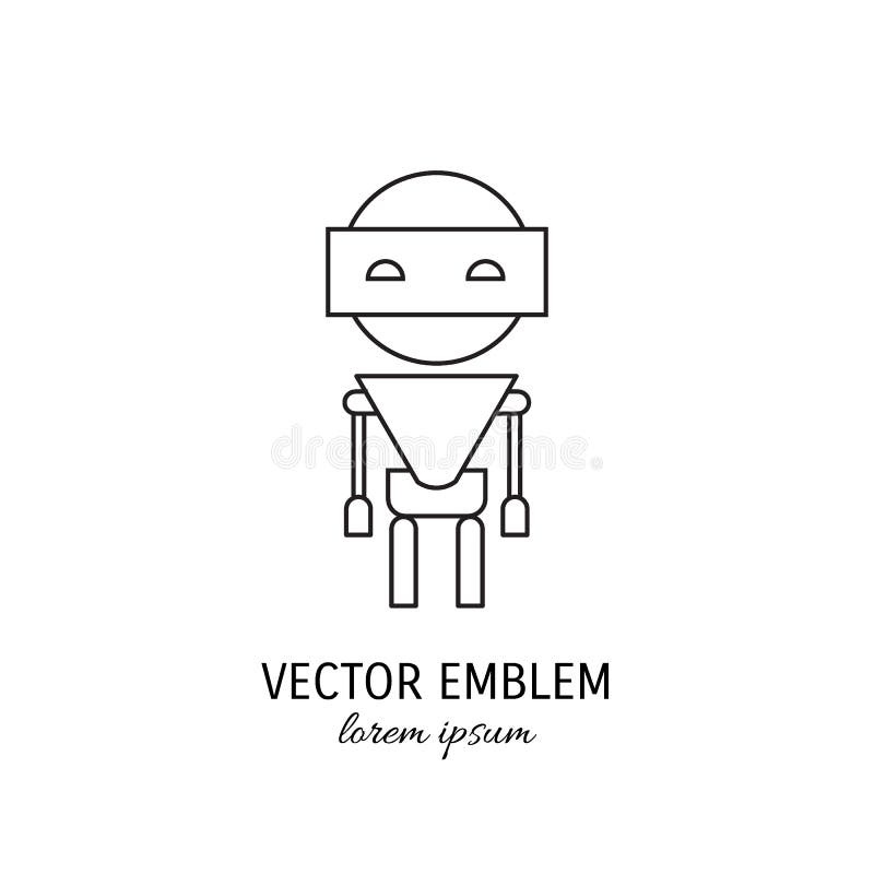 Vector Robot Logo Template Design Line Art Stock Vector - Illustration ...
