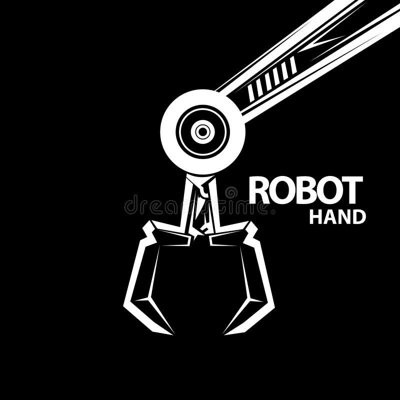 Vector Robotic Arm Symbol on Blueprint Paper Background. Robot Hand ...