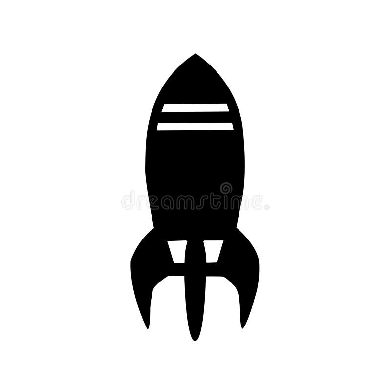 Vector Rocket Black and White Icon Illustration High Quality Stock ...