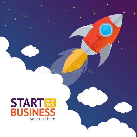 Vector rocket card stock vector. Illustration of emblem - 49942783