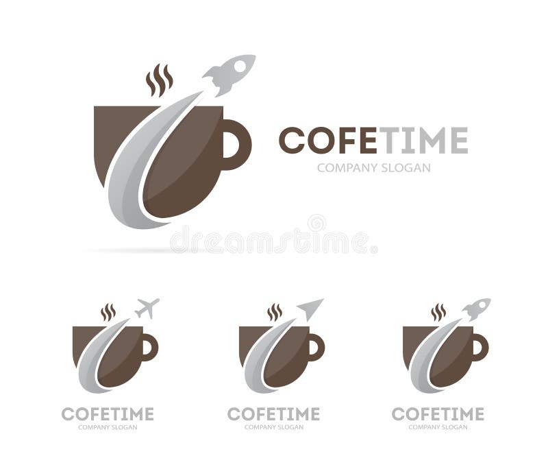 Vector of Rocket and Coffee Logo Combination. Airplane and Coffeehouse ...