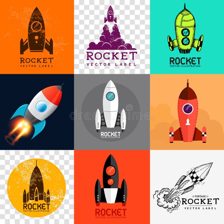 Vector Rocket Collection stock vector. Illustration of astro - 40438818