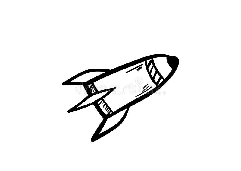Vector Rocket Icon with Doodle Style Stock Vector - Illustration of ...