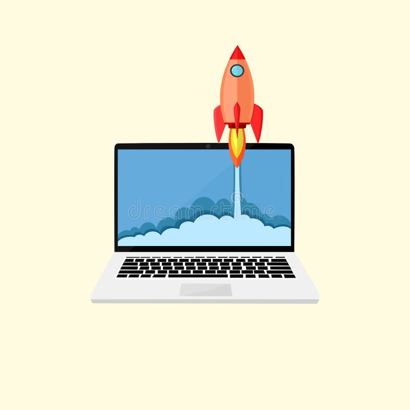 Vector Rocket Launch Computer Concept Business Start Rocket Launch Eps ...