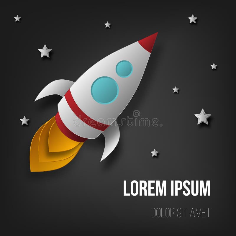 Vector Rocket, Space, Planets, Stars, Cut from Paper, 3d. Used for ...