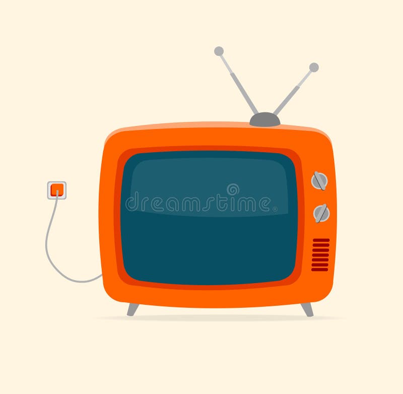 Vector Rode Retro TV Met Draad Vlak Ontwerp Vector Illustratie ...