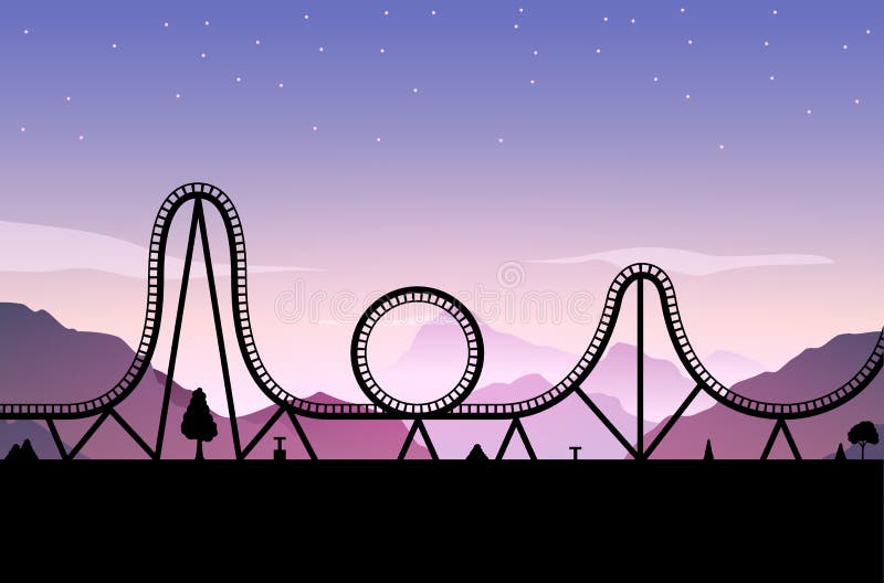 Vector Roller Coaster Ride Silhouette Park. Rollercoaster Icon ...