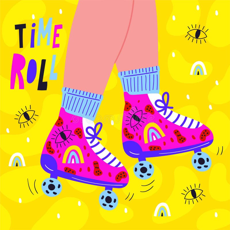 Vector Roller Skating Poster with Motivational Typography. Illustration ...