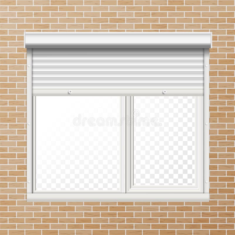 Vector Rolling Shutters. Brick Wall. White Metallic Roller Shutter ...