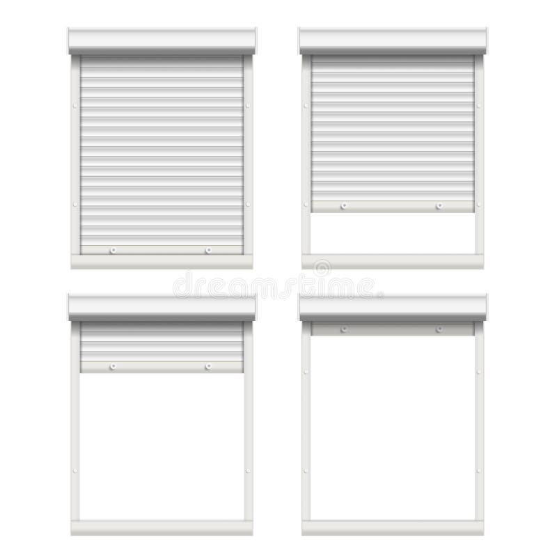 Vector Rolling Shutters. White Metallic Roller Shutter Stock Vector ...