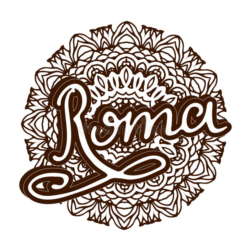 Vector Roma Illustration on Mandala Background. Retro Typography Design ...