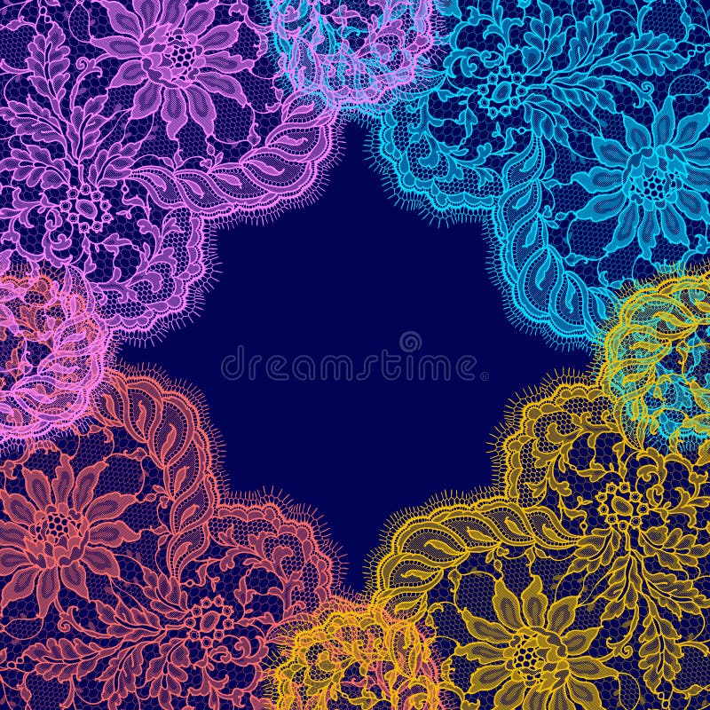 Vector Lace Multicolored Square Romantic Frame Stock Vector ...