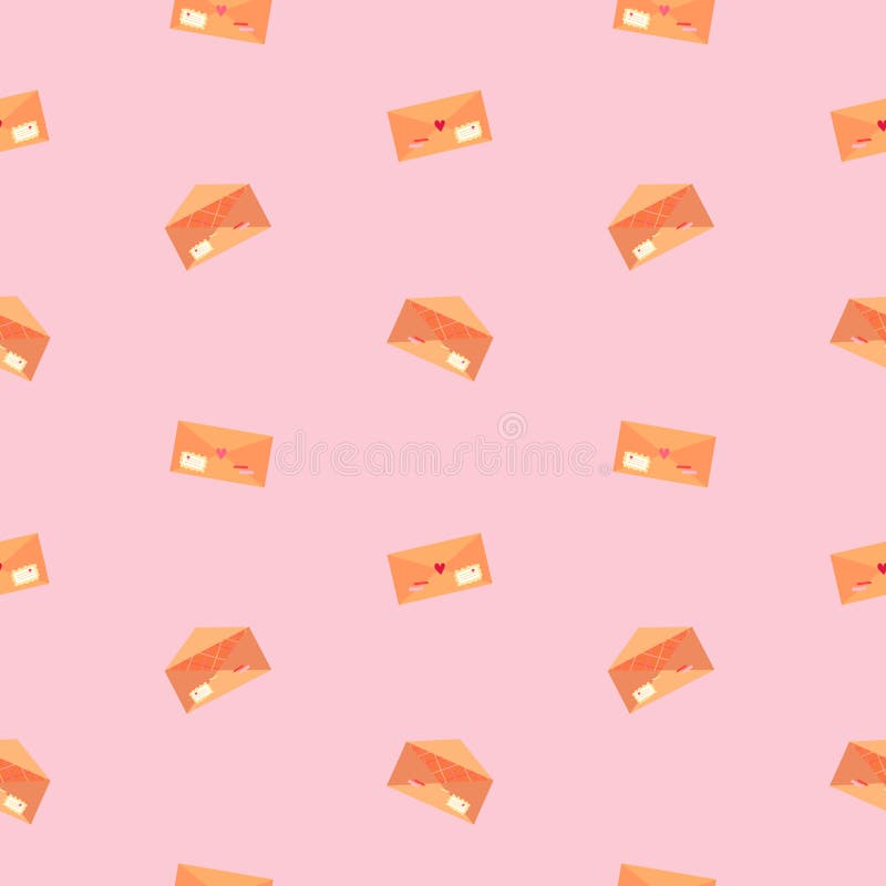 Vector Romantic Pattern with a Love Letter, Envelope with Stamps and ...