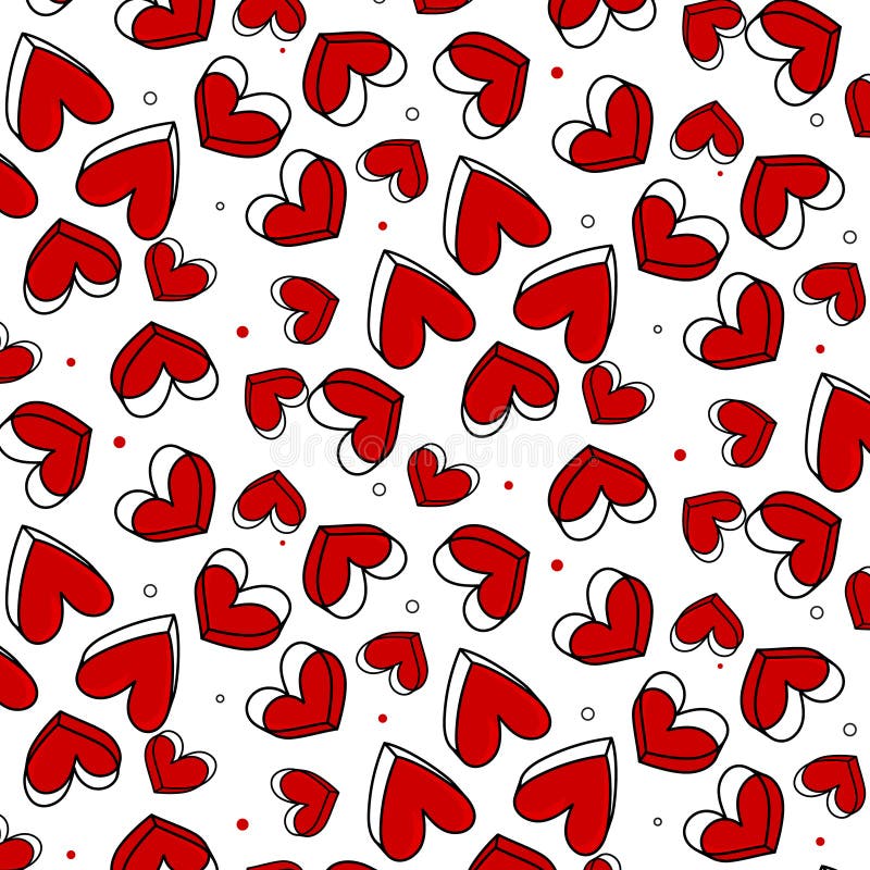 Vector Romantic Pattern, Polka Dot with Red Heart. Can Be Used for ...
