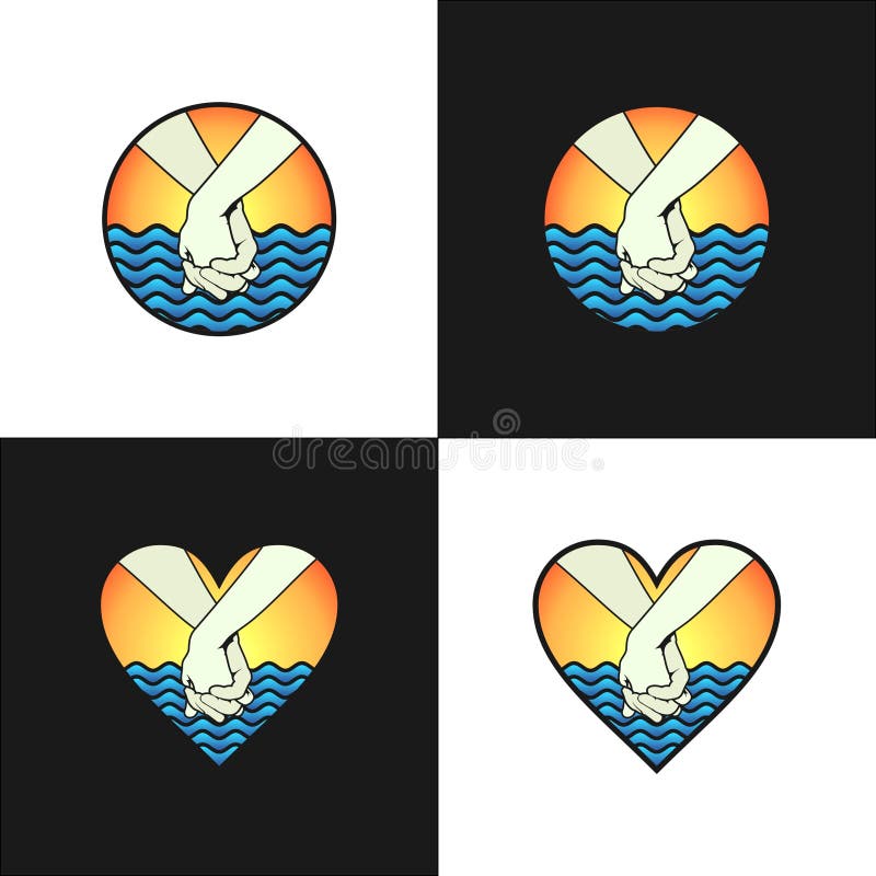 Vector Romantic Two Hands Holding Each Other Editorial Image ...