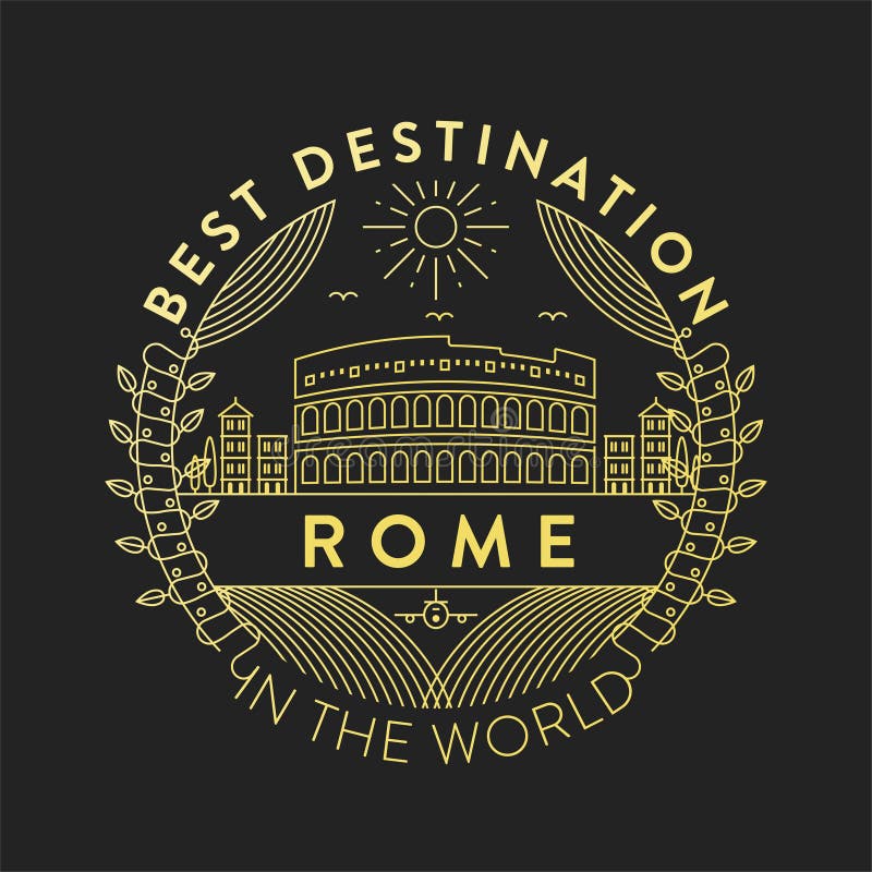 Rome City Typography Design with Building Letters Stock Vector ...
