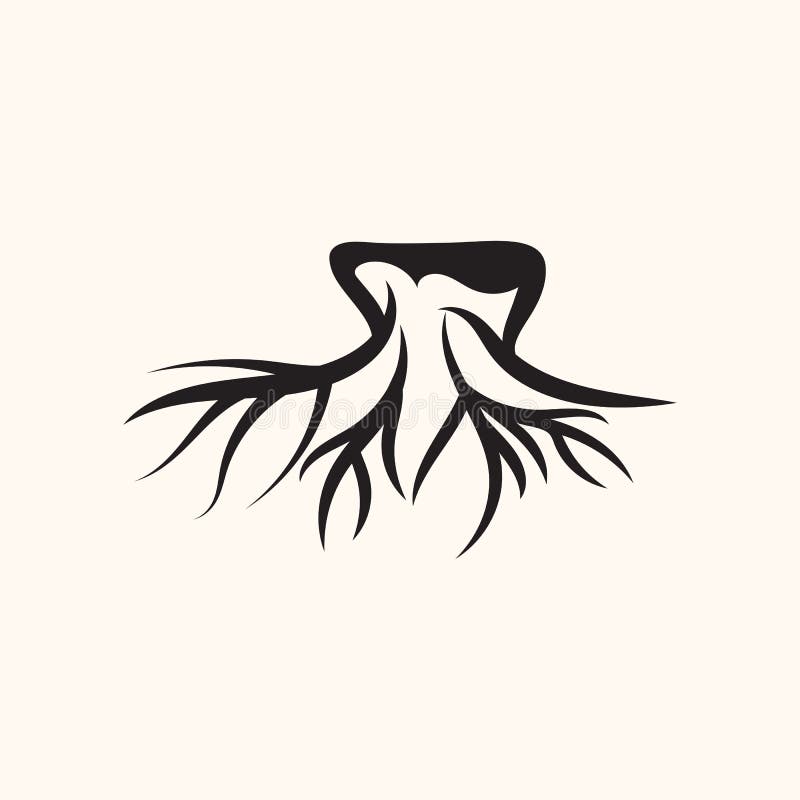 Vector Root of an Underground Creative Tree. Tree Root Icon Stock ...
