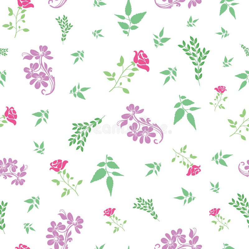 Vector Rose and Bail Flower with Leafs Seamless Stock Vector ...