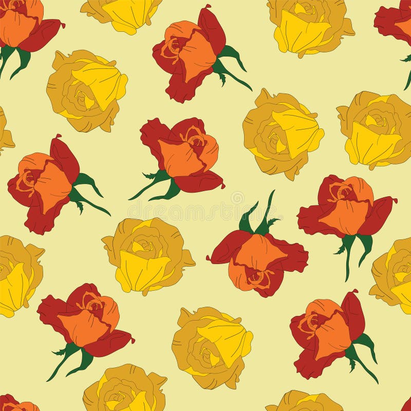 Vector Rose Flower Repeats Seamless Pattern Background. Digital Textile ...