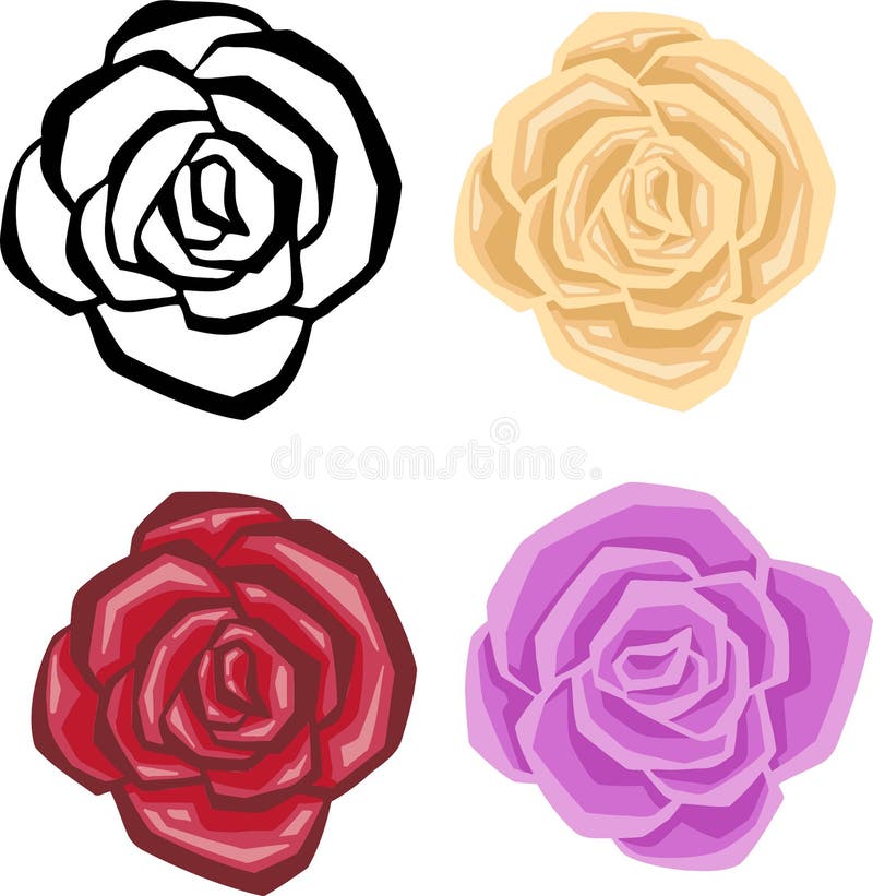 Vector Rose Symbol Icon Line Silhouet Illustration Stock Vector ...