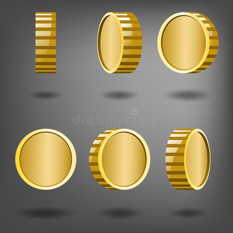 Vector Rotation Gold Coins. Stock Vector - Illustration of circle, gold ...