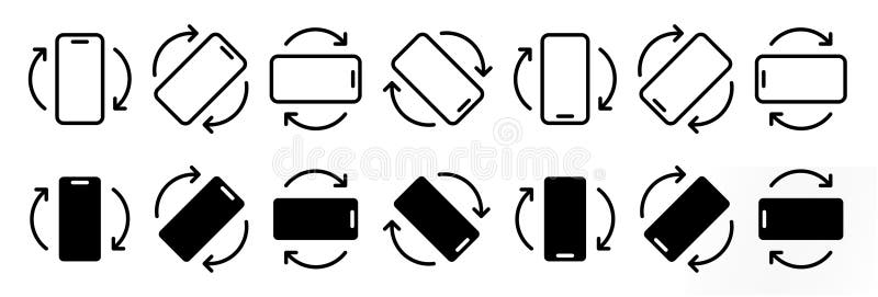 Rotation of Smartphone or Mobile Phone Icon Set (solid Fill). Rotation ...