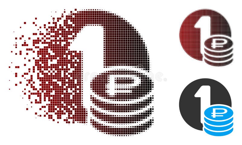 Dissolved Pixel Halftone Rouble Coins Icon Stock Vector - Illustration ...