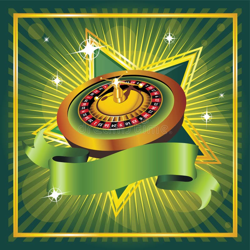 Vector Illustration on a Casino Theme with Roulette Wheel Stock Vector ...