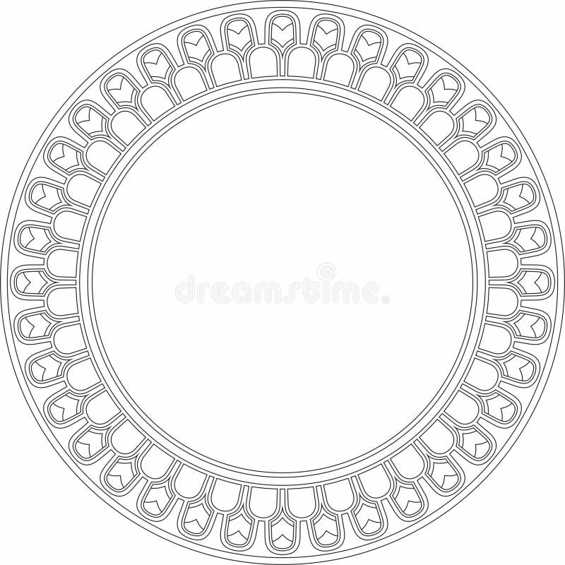 Round Assyrian Black Outline Ornament Stock Illustrations – 10 Round ...