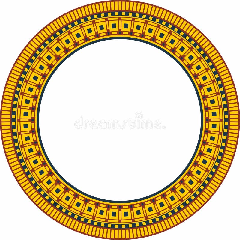 Vector Round Assyrian Colored Ornament. Stock Vector - Illustration of ...
