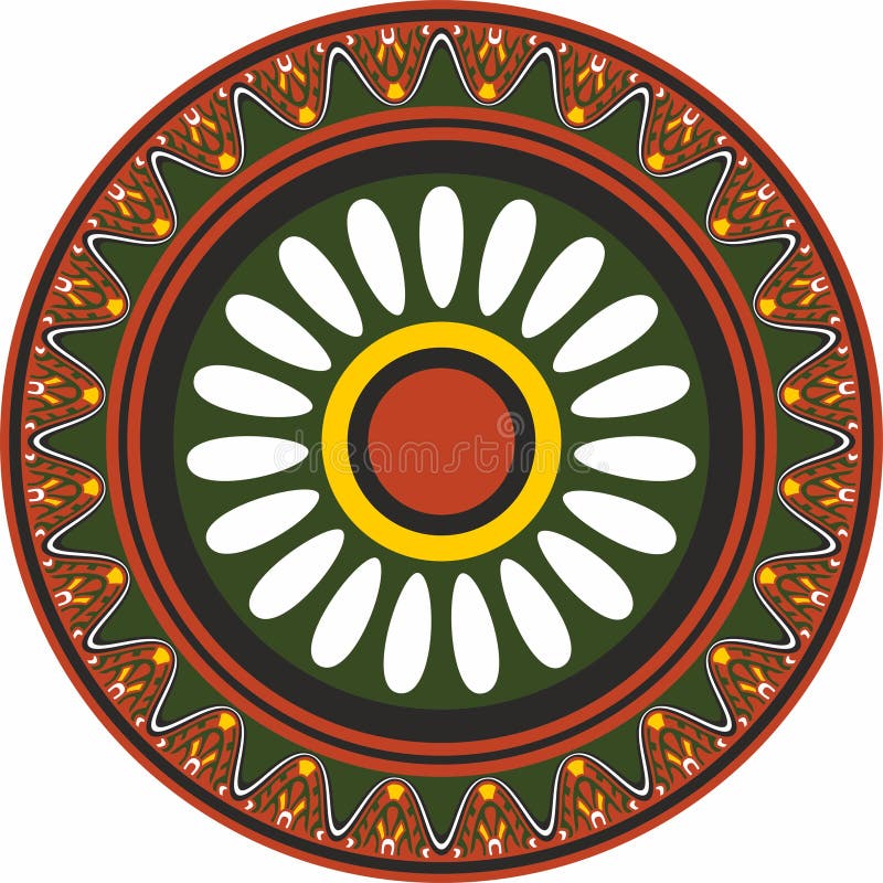 Vector Round Assyrian Colored Ornament. Circle, Border, Frame of ...