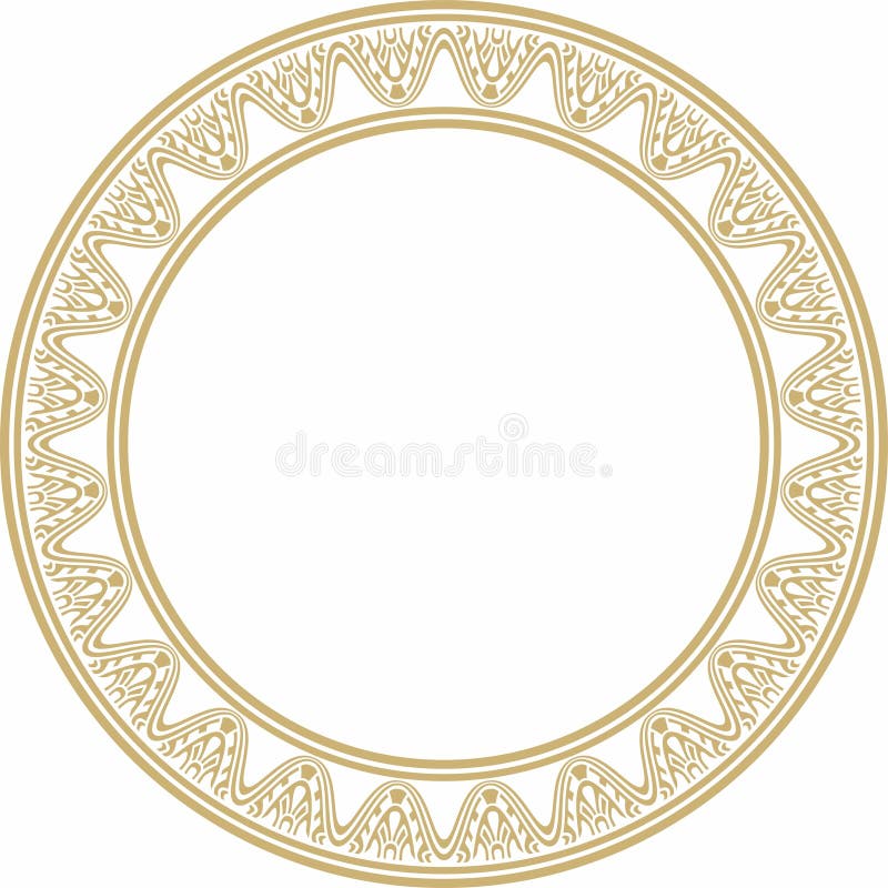 Vector Round Assyrian Gold Ornament. Stock Illustration - Illustration ...