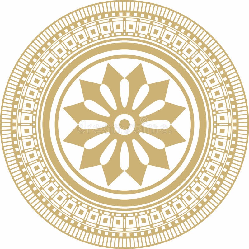 Vector Round Assyrian Gold Ornament. Circle, Border, Frame of ...