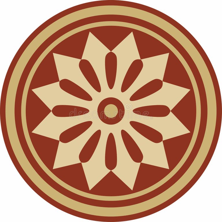 Vector Round Assyrian Gold with Red Ornament. Stock Vector ...
