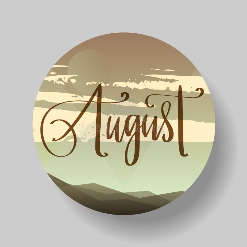 Vector Round Badge Design 3D Model. Decorated with Hand Drawn `august ...