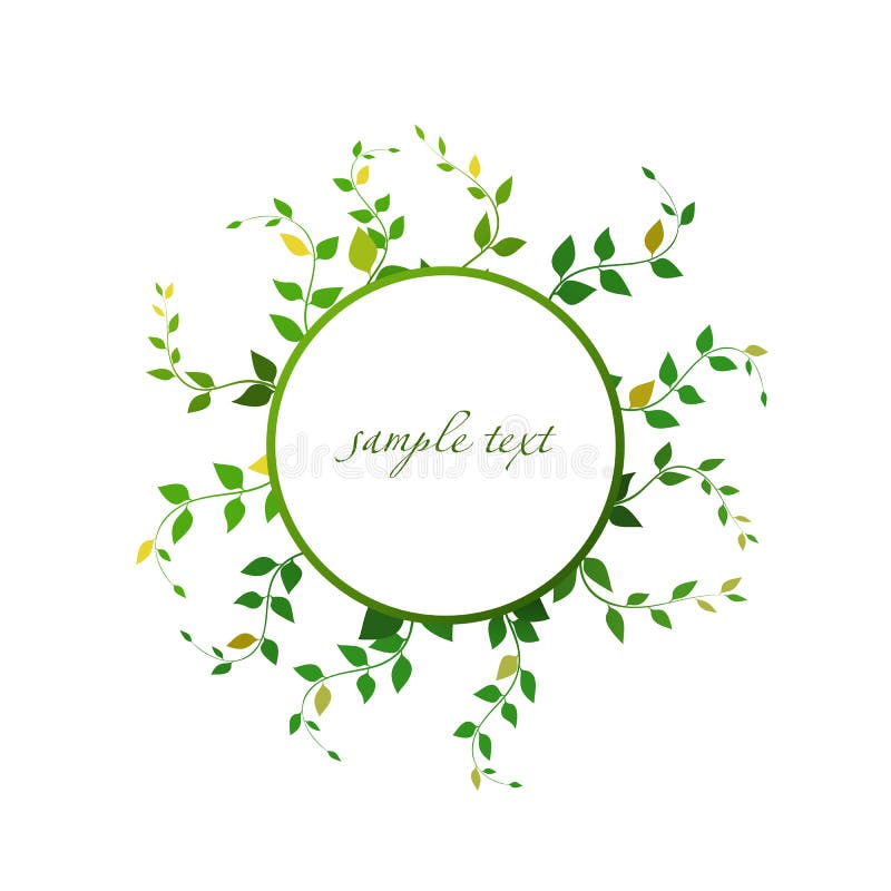 Vector. Round Banner with Leaves, Vector Illustration. Stock Vector ...