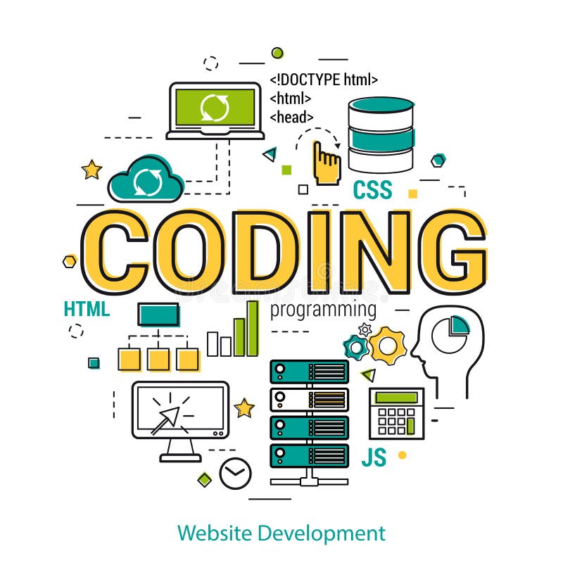 Programming and Coding - Linear Concept Stock Vector - Illustration of cloud, hardware: 92289726