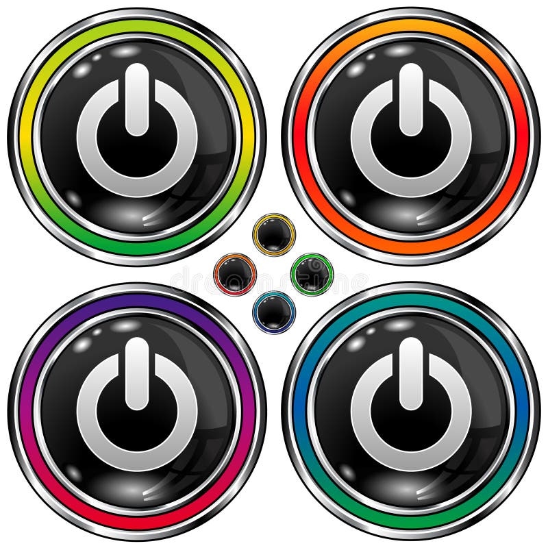 Vector Round Button with Computer Power Icon Stock Vector ...